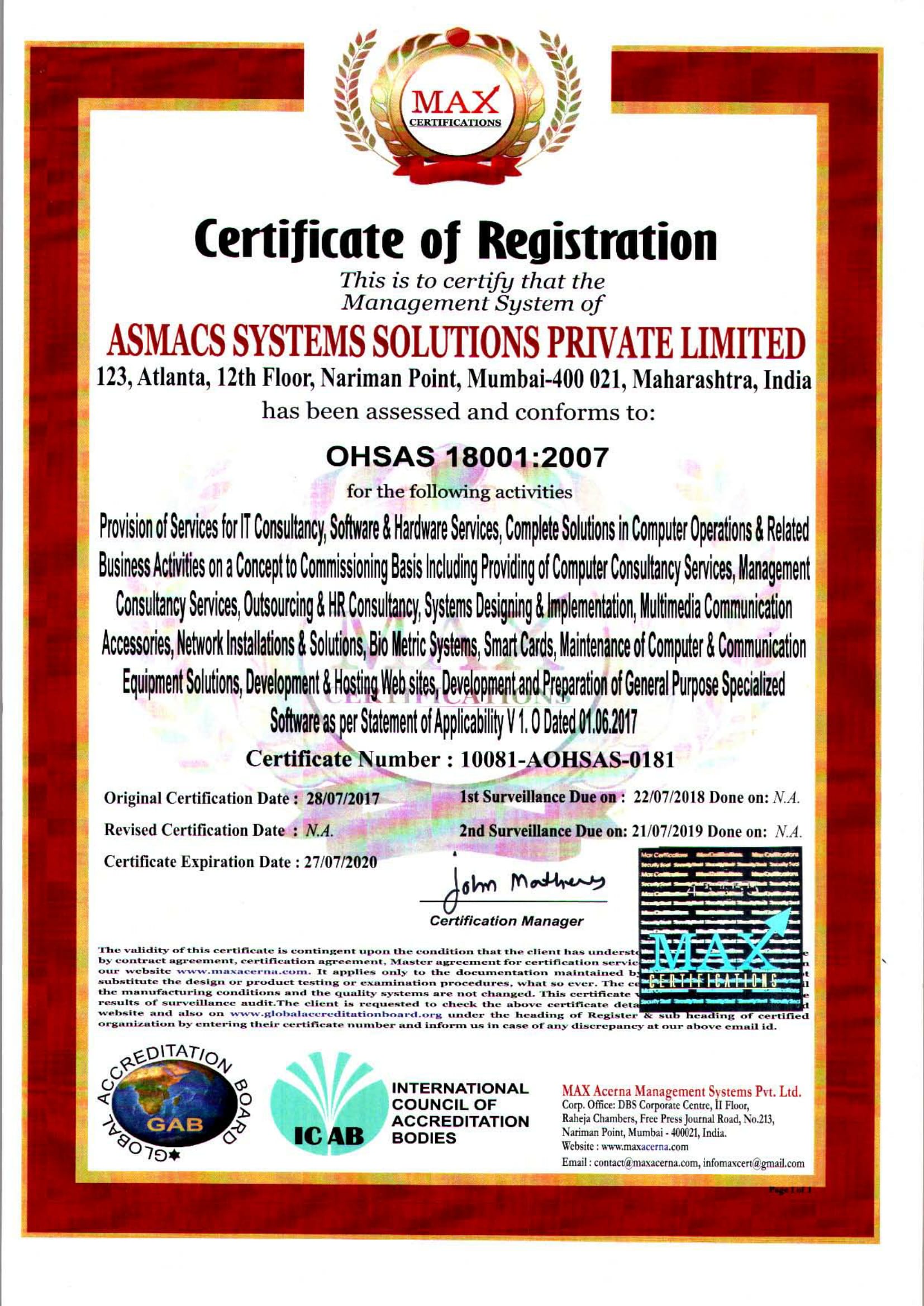 ASMACS SYSTEMS SOLUTION